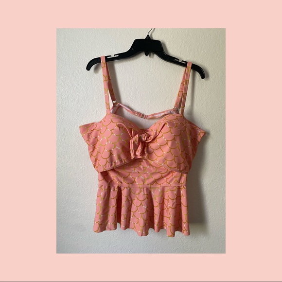 Swim | Peach And Gold Peplum Swim Tankini 3x New | Poshmark